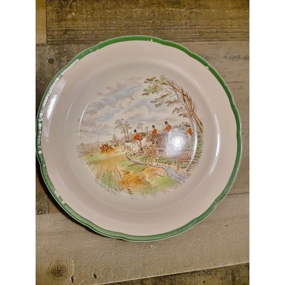 Spode Plate | Dining | Spode Platethe Hunt Full Cry Green Band Fox ...